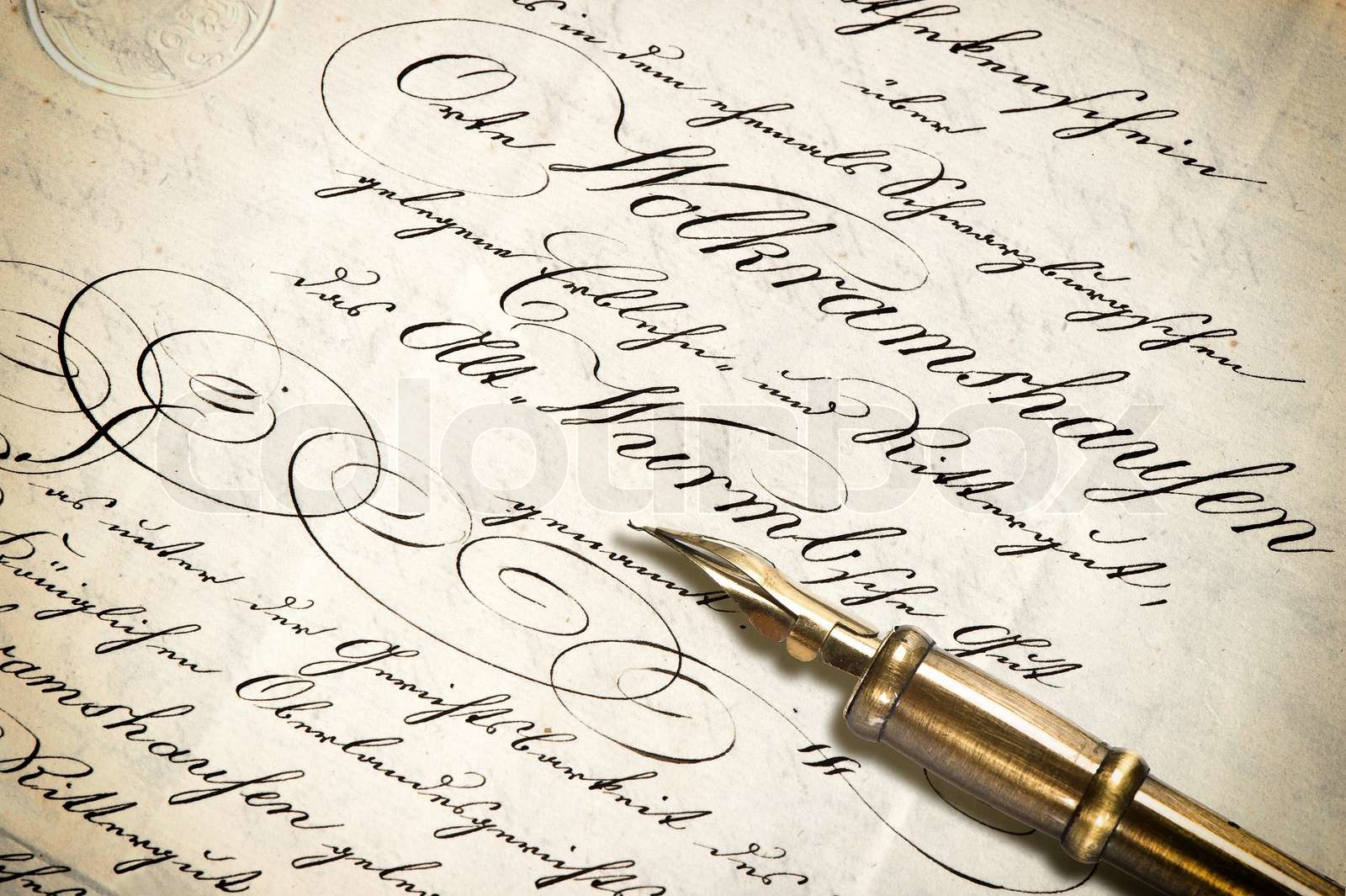 alten Brief mit kalligrafischen handschriftlichen text | Stock Bild ...