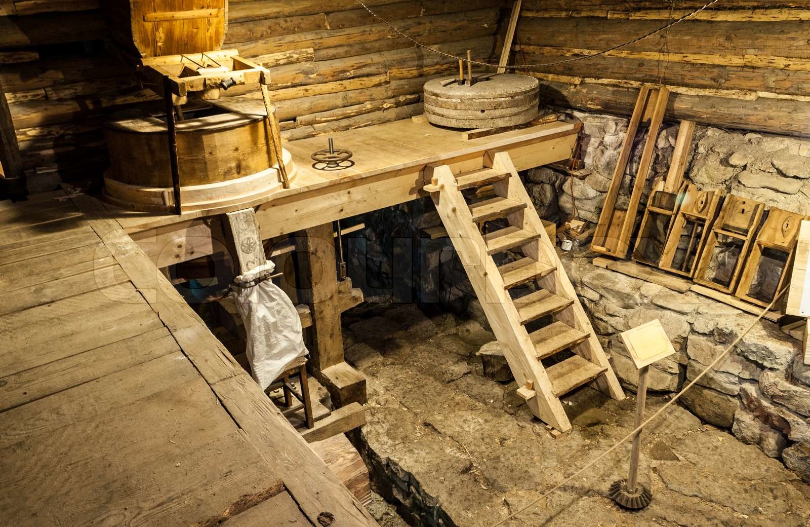 wooden mill inside | Stock image | Colourbox