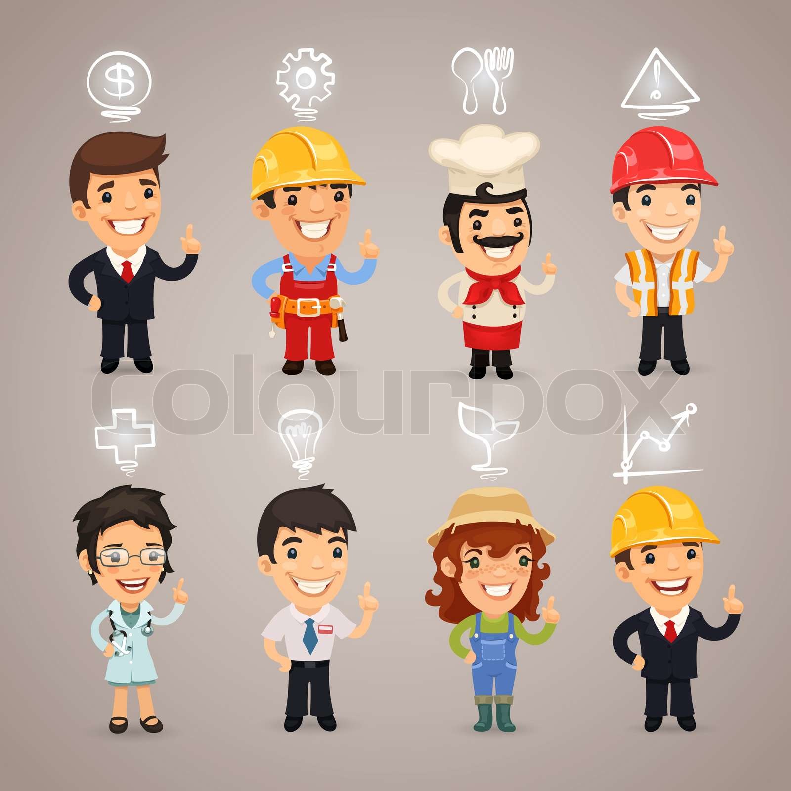 Berufe Zeichen mit Symbolen | Stock-Vektor | Colourbox