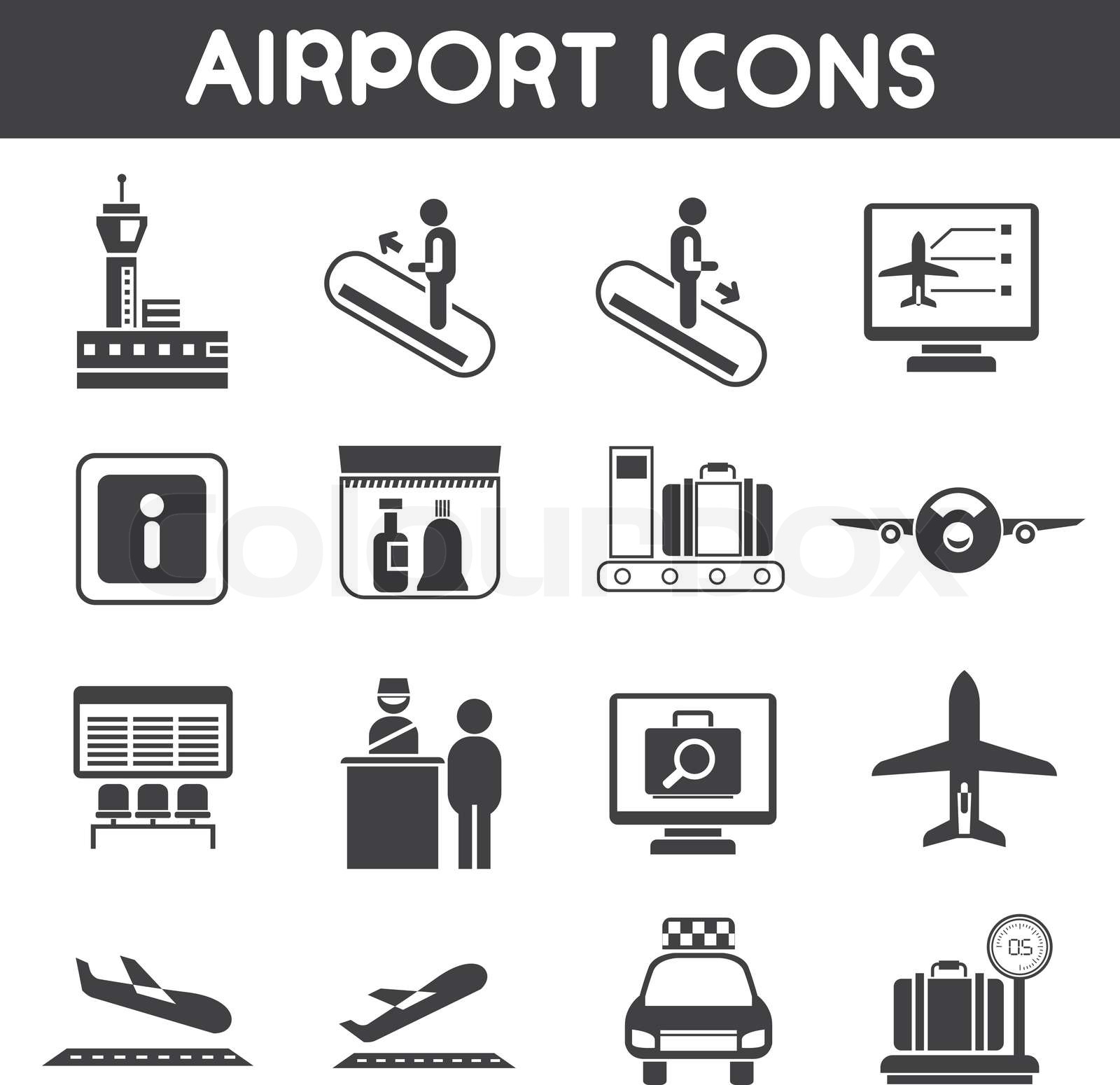 airport icons, buttons set | Stock vector | Colourbox
