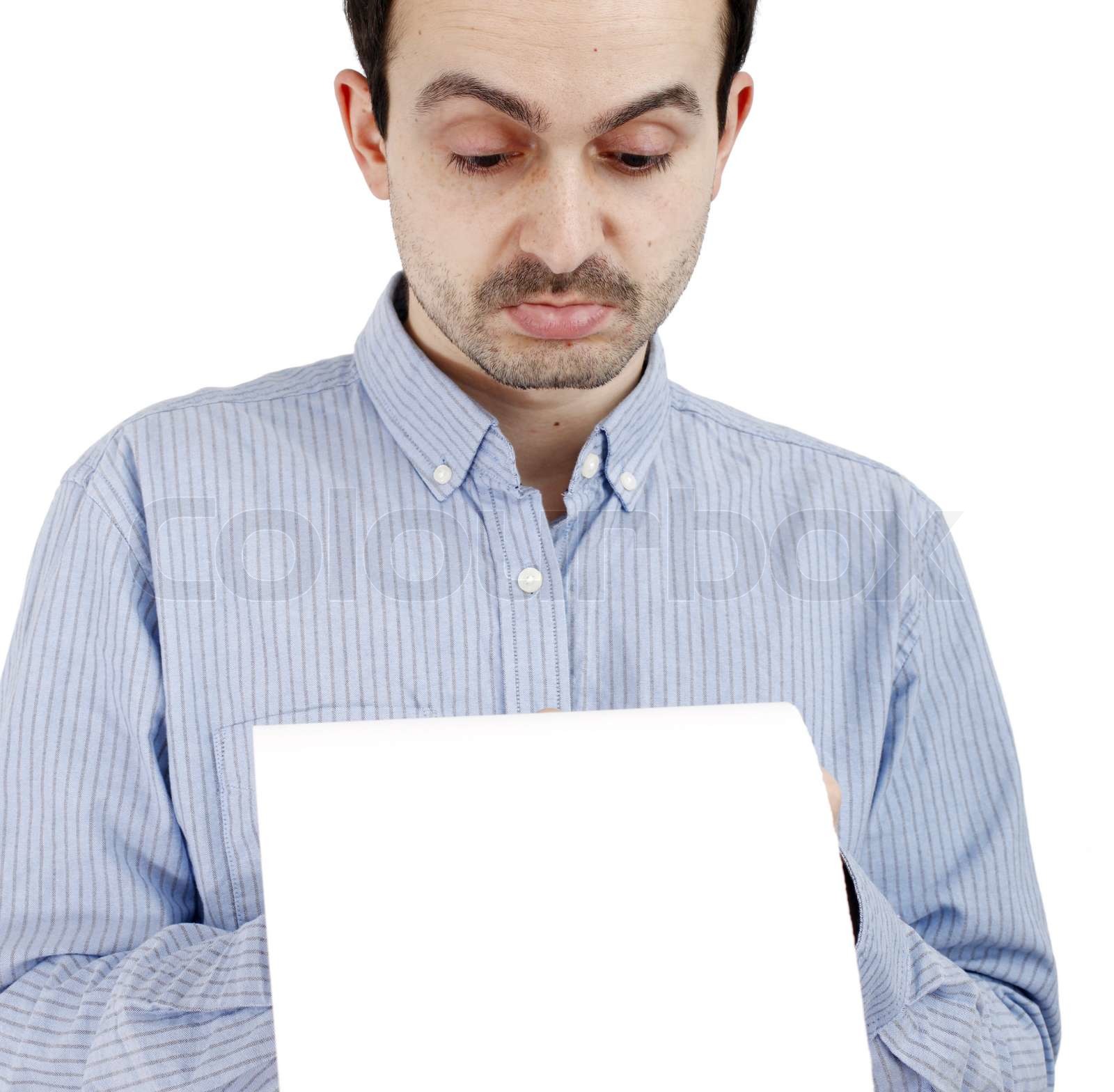Man holding a paper | Stock image | Colourbox