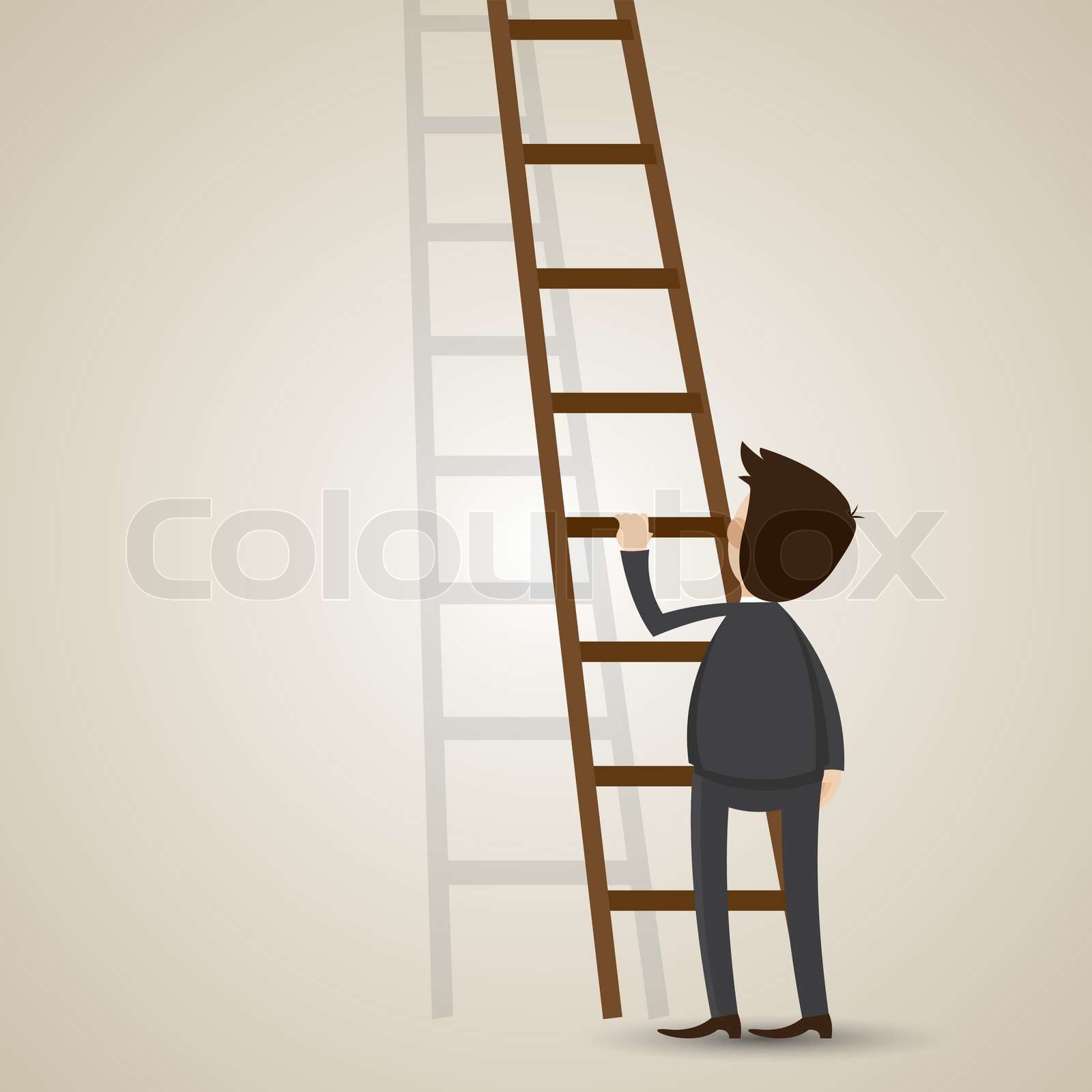 cartoon businessman with ladder | Stock vector | Colourbox