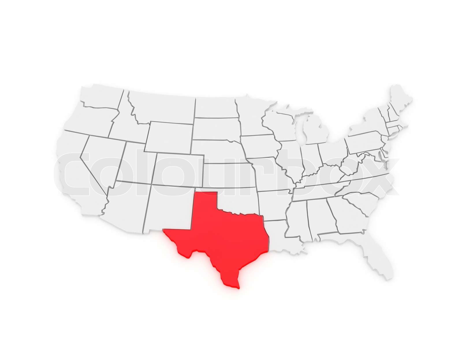 Three-dimensional map of Texas. USA. | Stock image | Colourbox