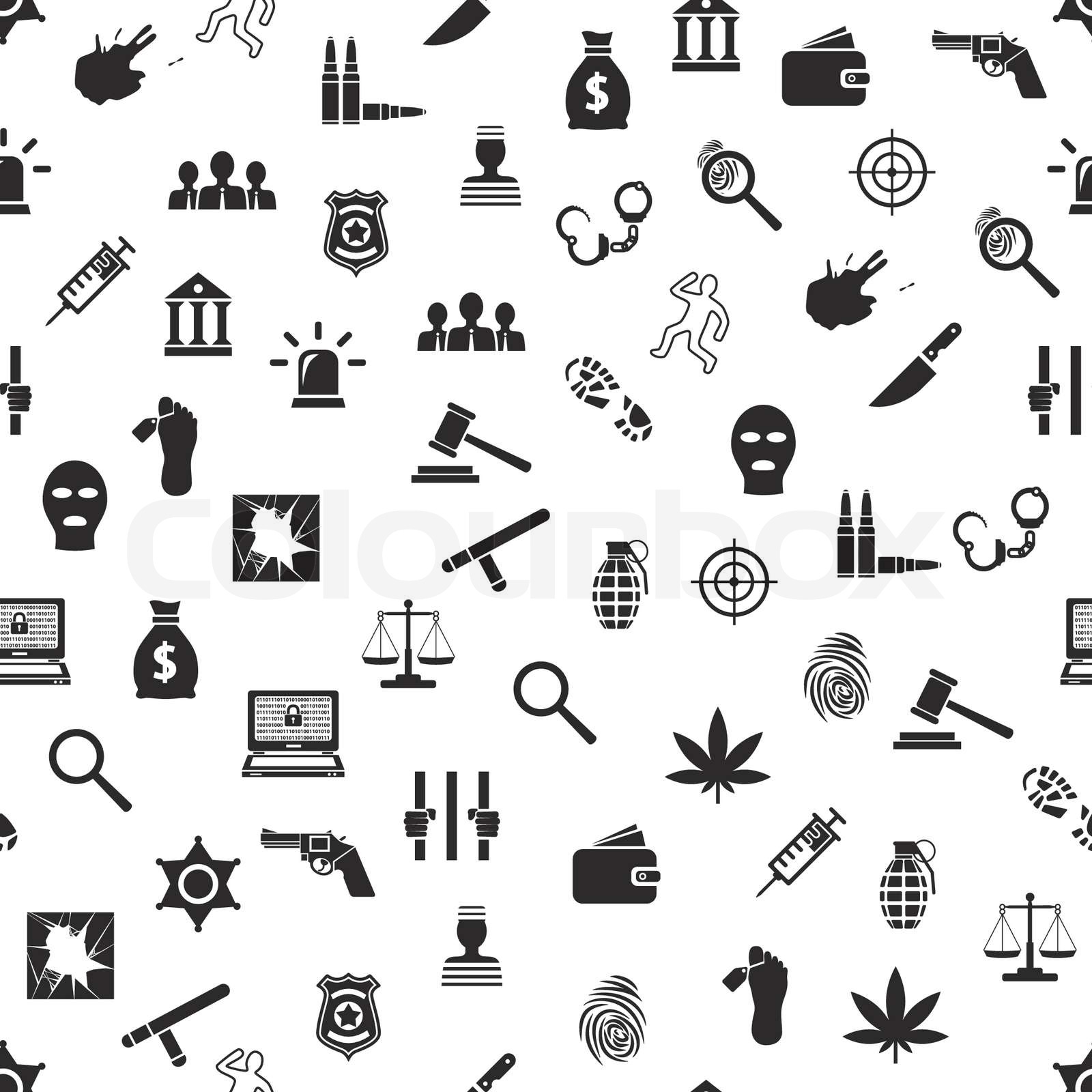 crime and justice seamless pattern | Stock vector | Colourbox