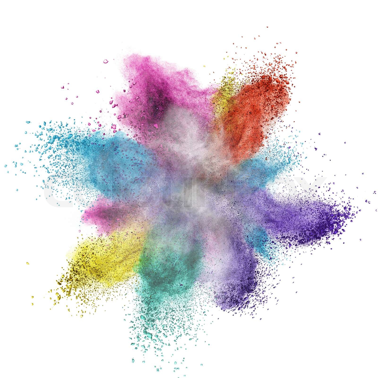 Color powder explosion isolated on white | Stock image | Colourbox