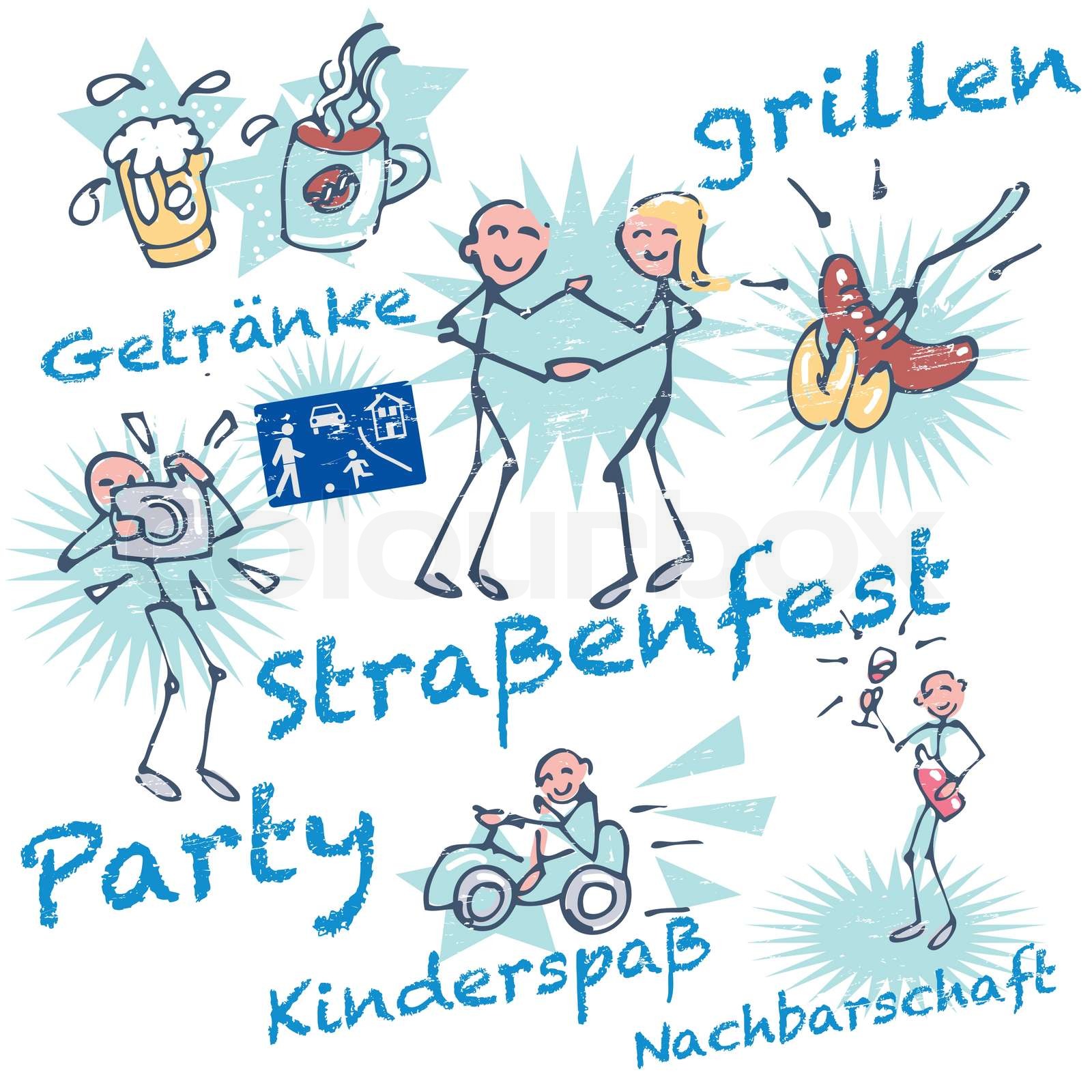 Strichmännchen und Straßenfest | Stock-Vektor | Colourbox