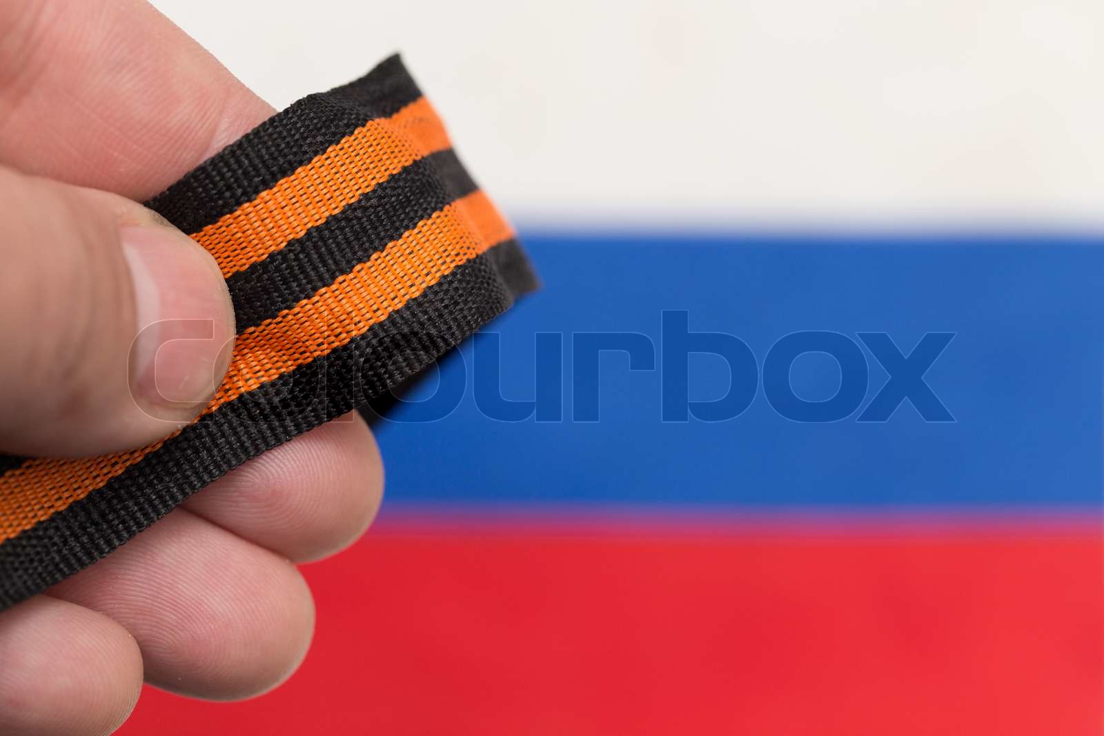 St. George ribbon and Russian flag | Stock image | Colourbox