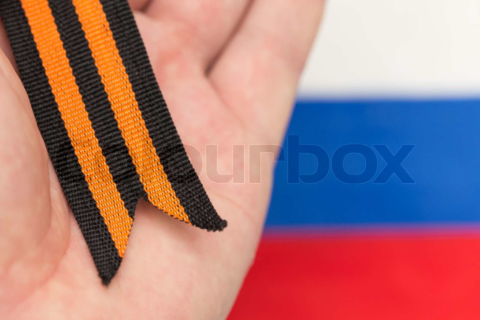 St. George ribbon and Russian flag | Stock image | Colourbox
