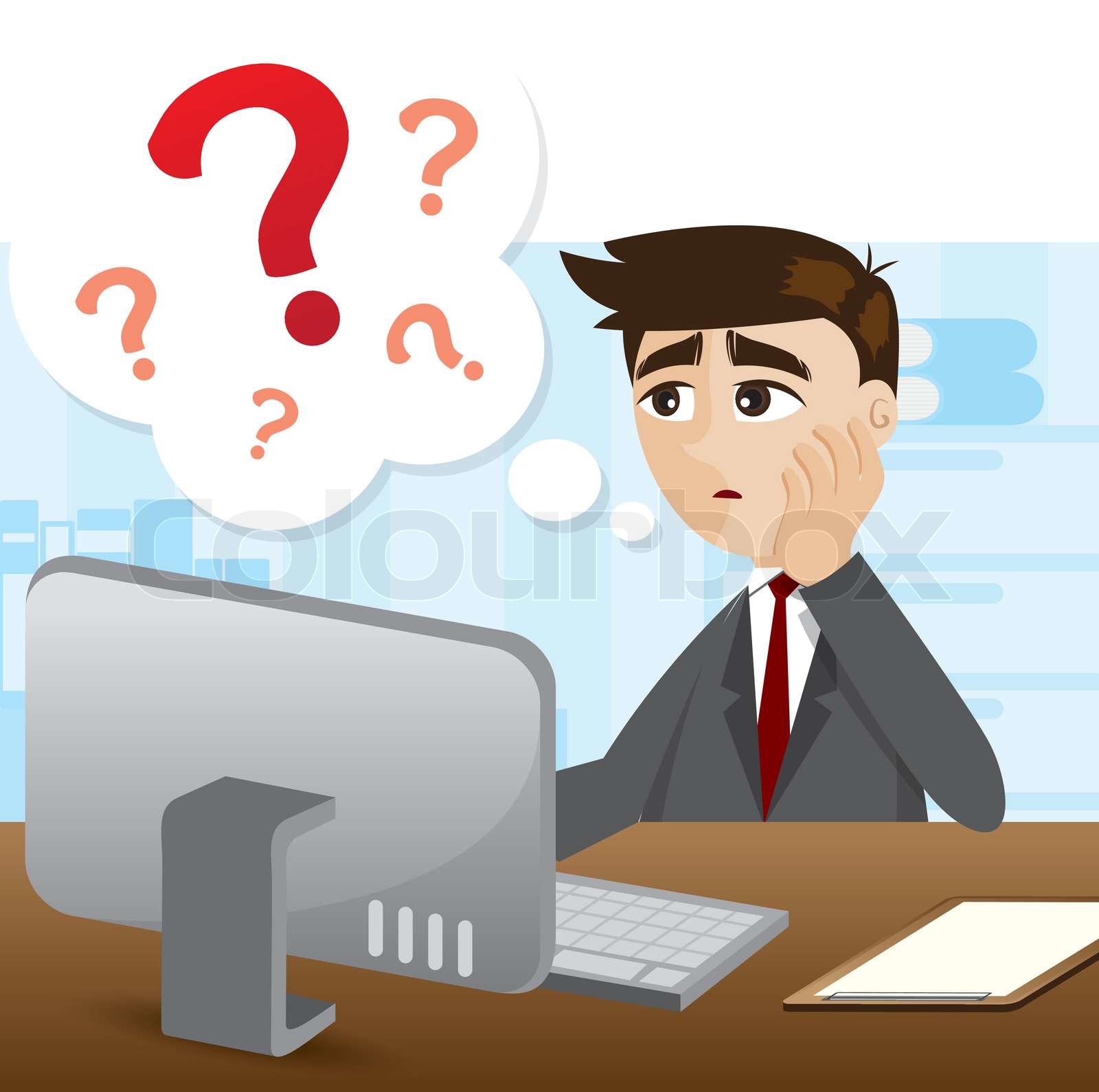 cartoon businessman with question mark | Stock vector | Colourbox