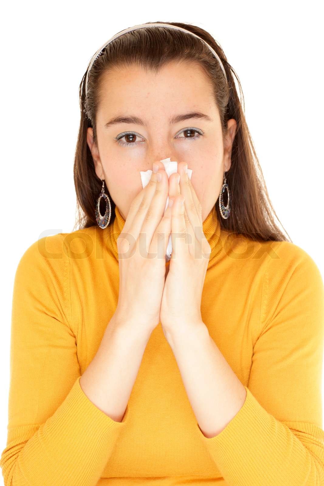 Woman blowing the nouse | Stock image | Colourbox