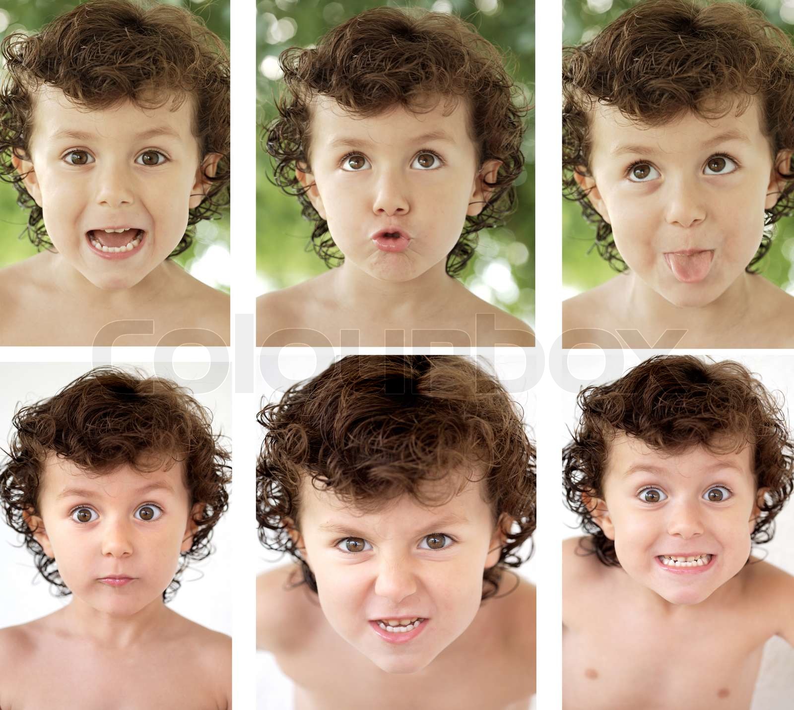 Sequence of a adorable boy grimacing | Stock image | Colourbox