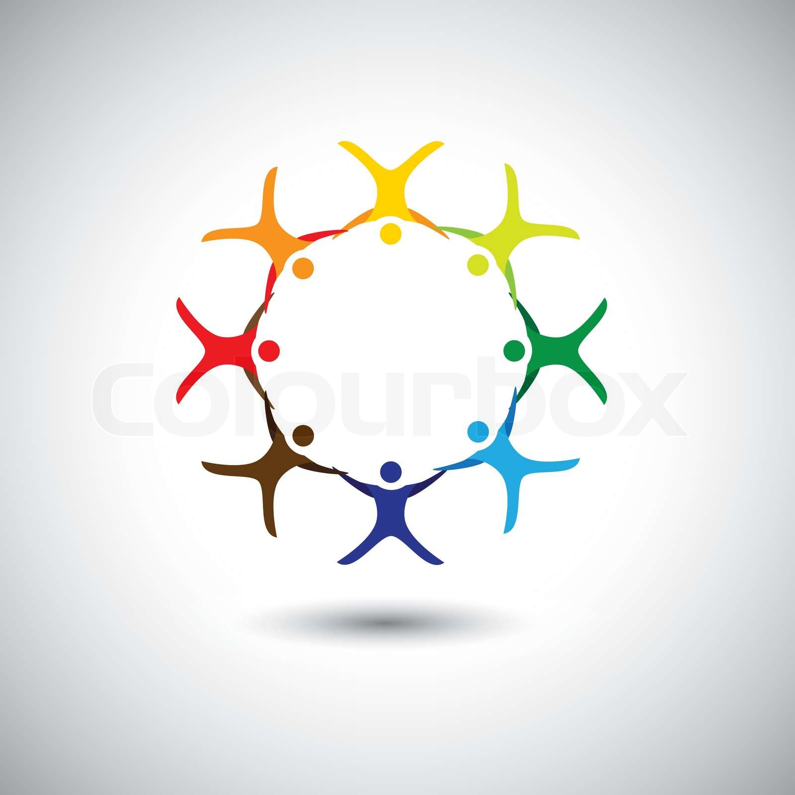 colorful people together as circle of unity, integrity - concept vector ...