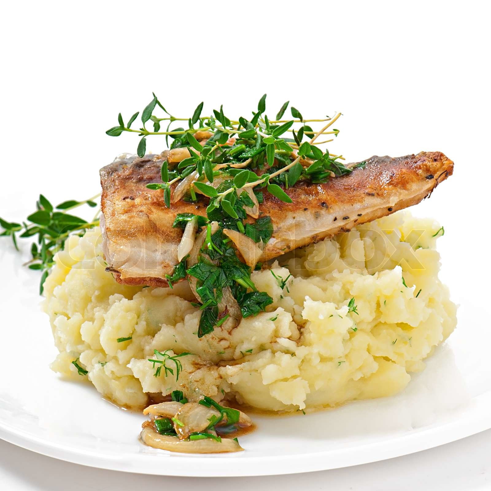 Fried fish with mashed potatoes | Stock image | Colourbox