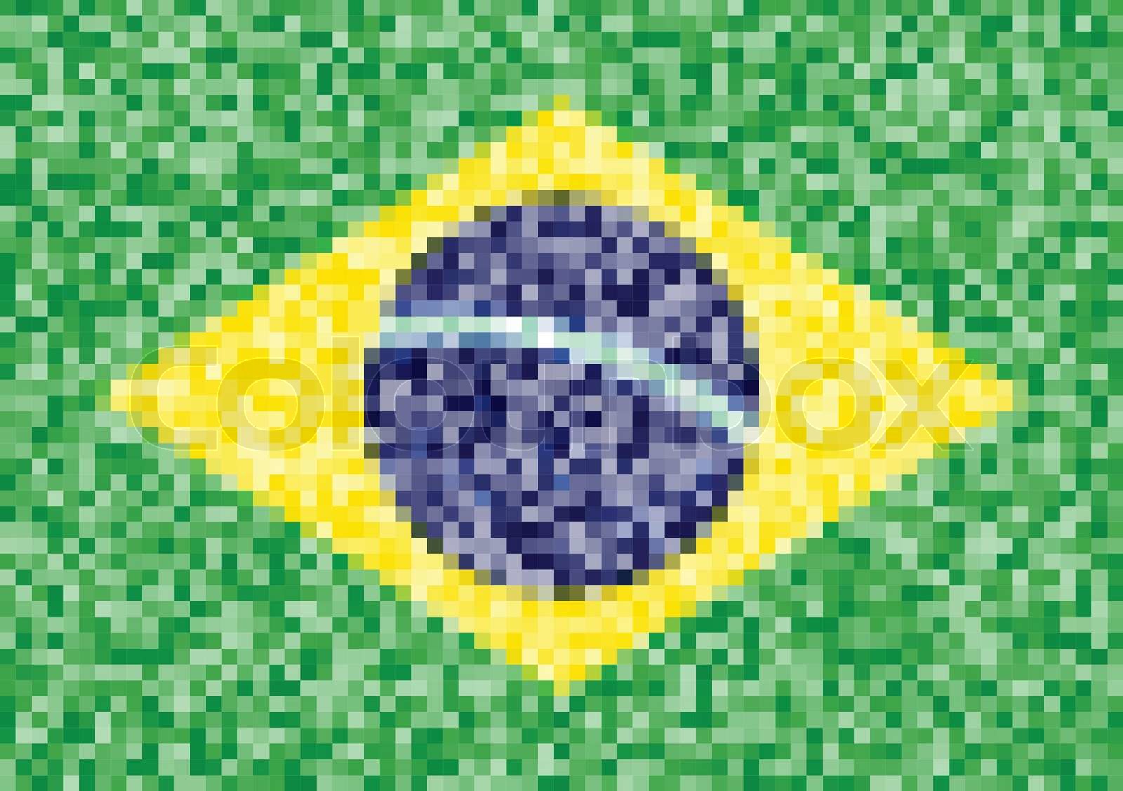 Pixel Flag of Brazil | Stock vector | Colourbox