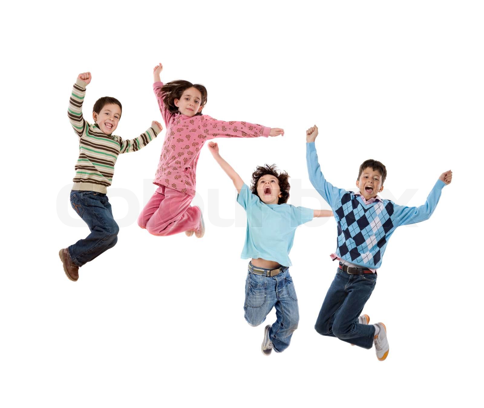vier Kinder springen | Stock Bild | Colourbox