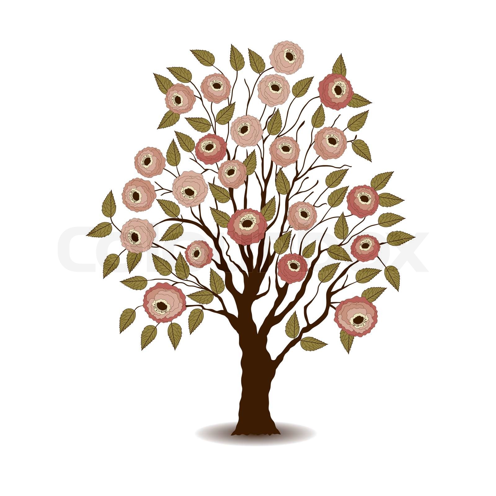 Card with isolated tree roses | Stock vector | Colourbox