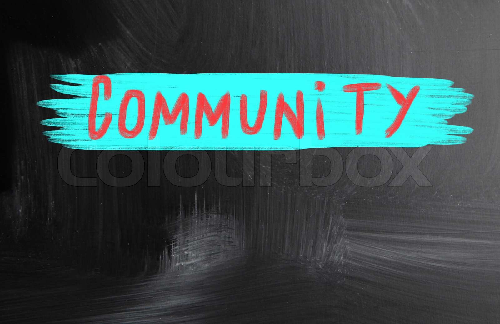 community handwritten with chalk on a blackboard | Stock image | Colourbox