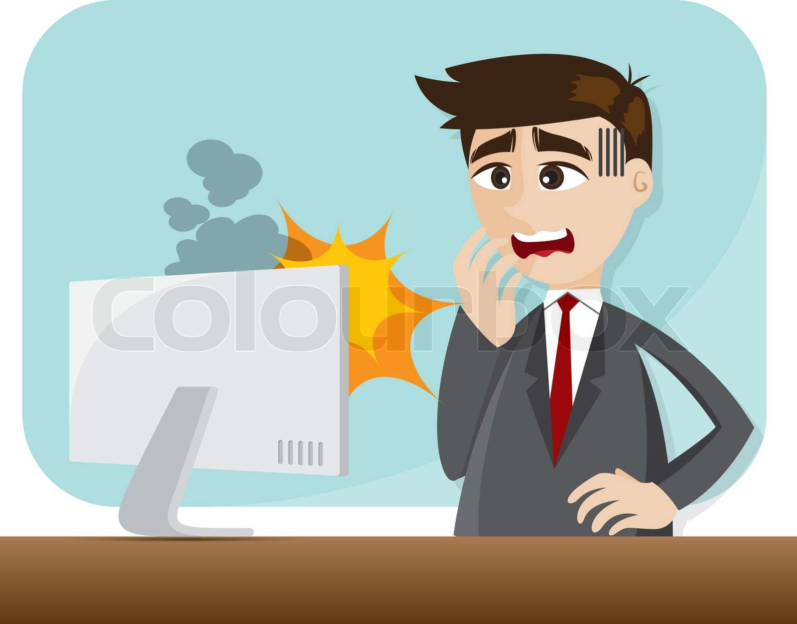 Cartoon Geschäftsmann mit Fehler-computer | Stock-Vektor | Colourbox