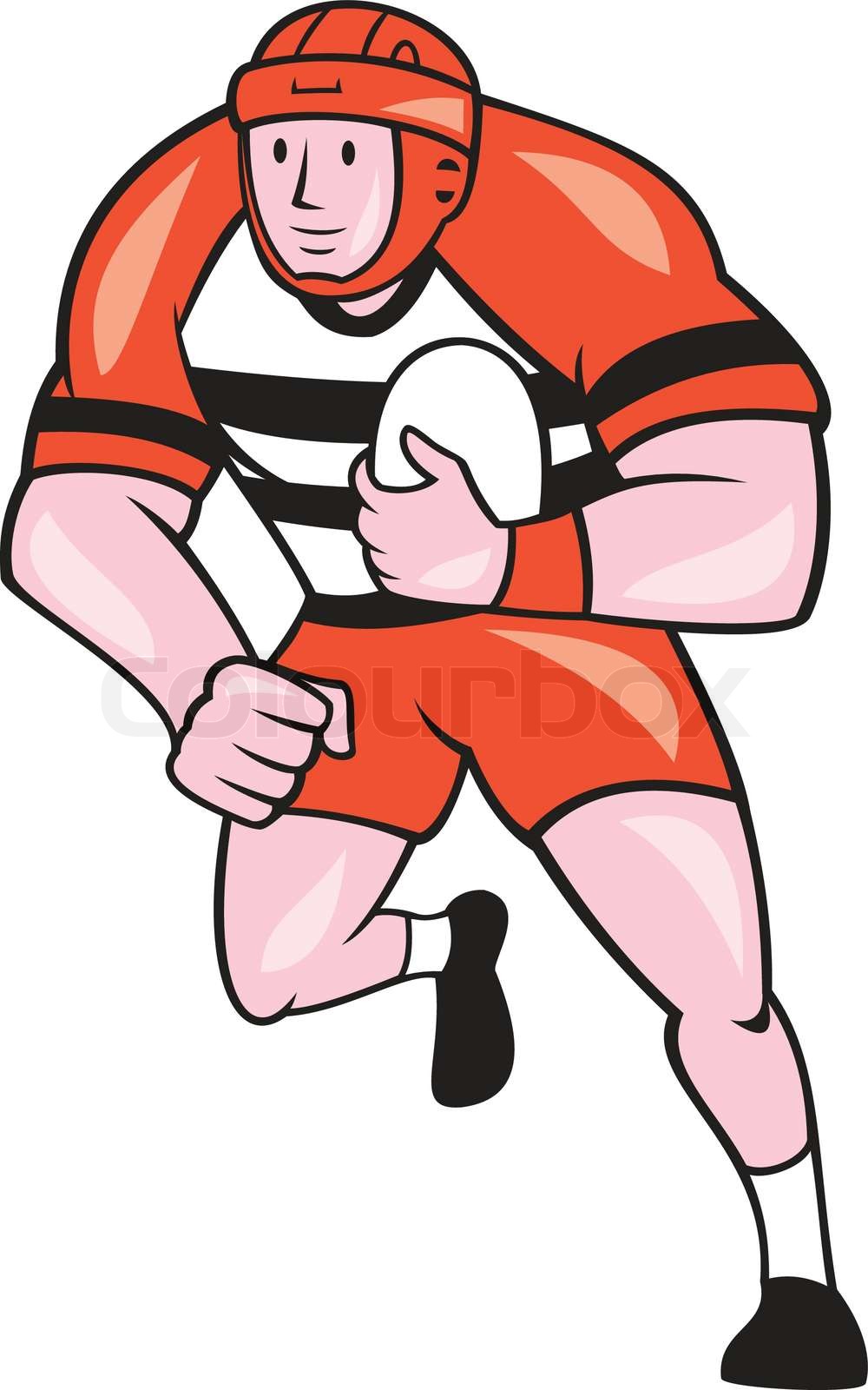 Rugby Player Running With Rugby Ball Cartoon | Stock vector | Colourbox