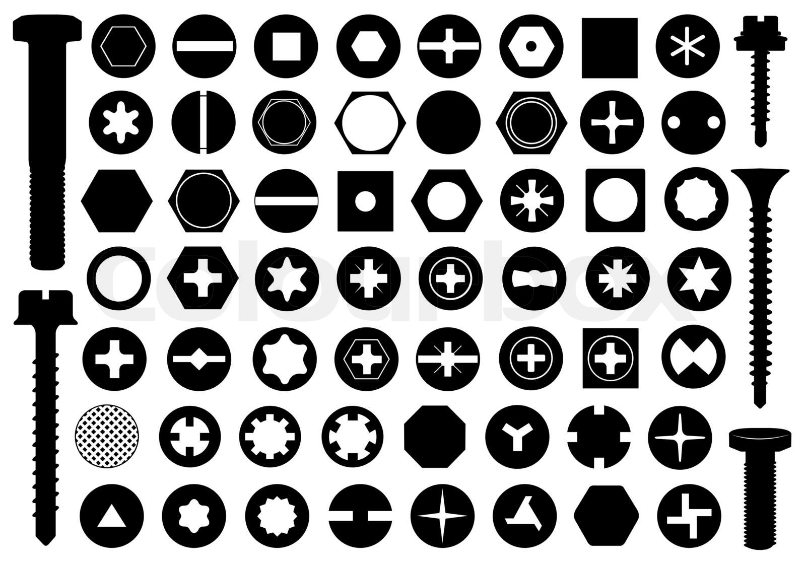Screw heads set | Stock image | Colourbox