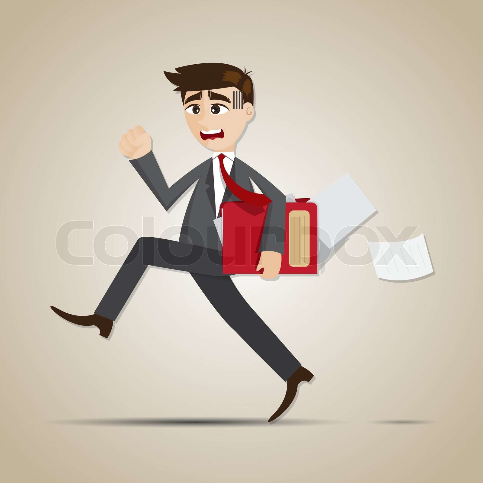 cartoon businessman in rush hours | Stock vector | Colourbox