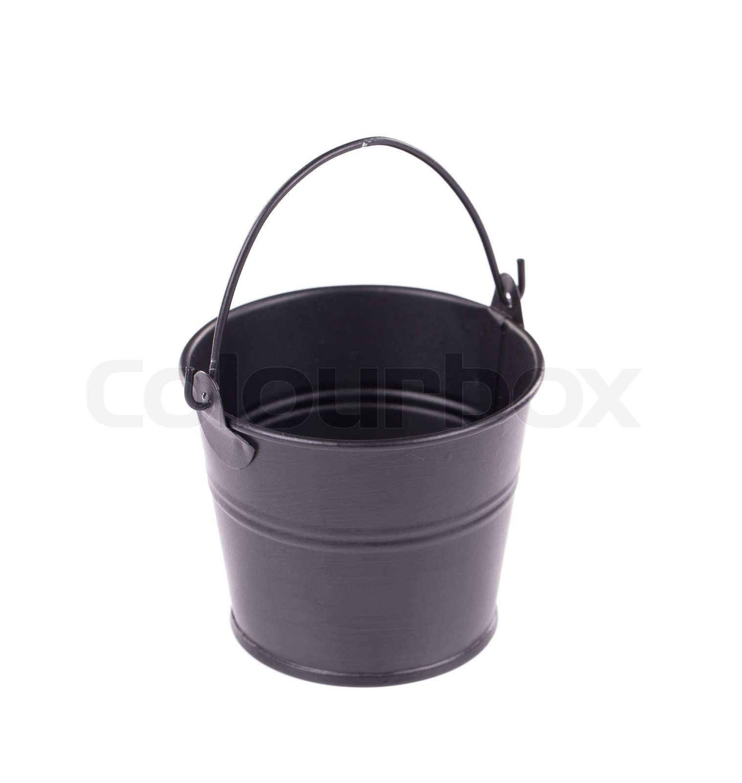 Black metal bucket. | Stock image | Colourbox