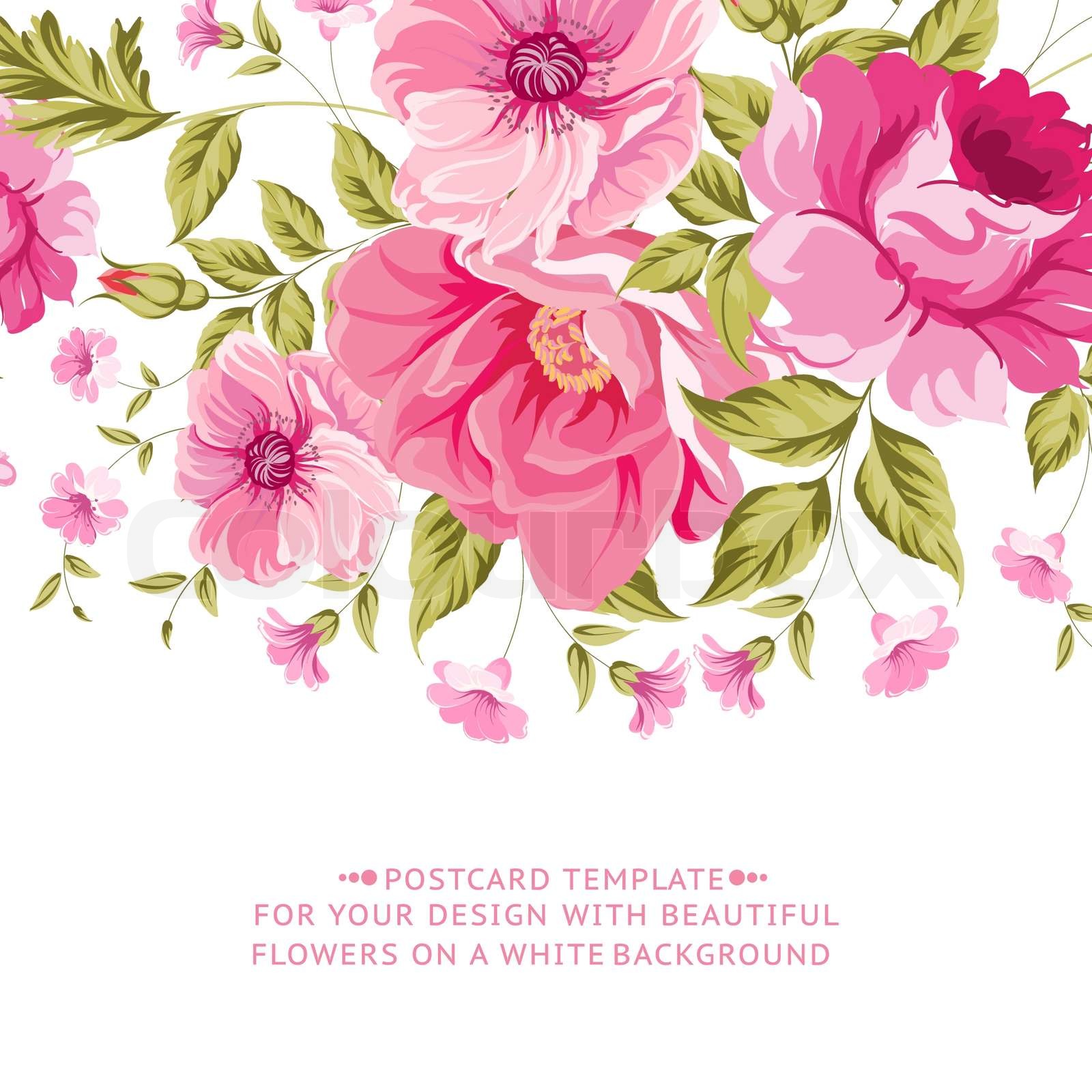 Ornate pink flower decoration with text label. | Stock vector | Colourbox