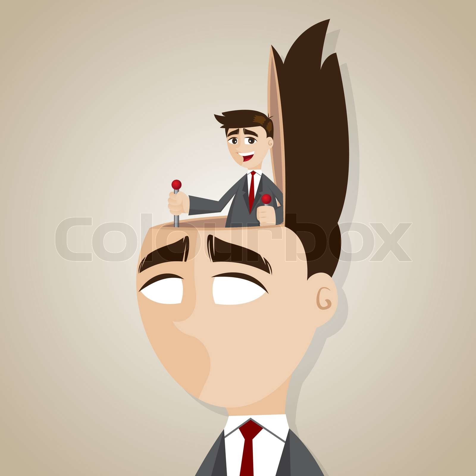 cartoon businessman control head | Stock vector | Colourbox