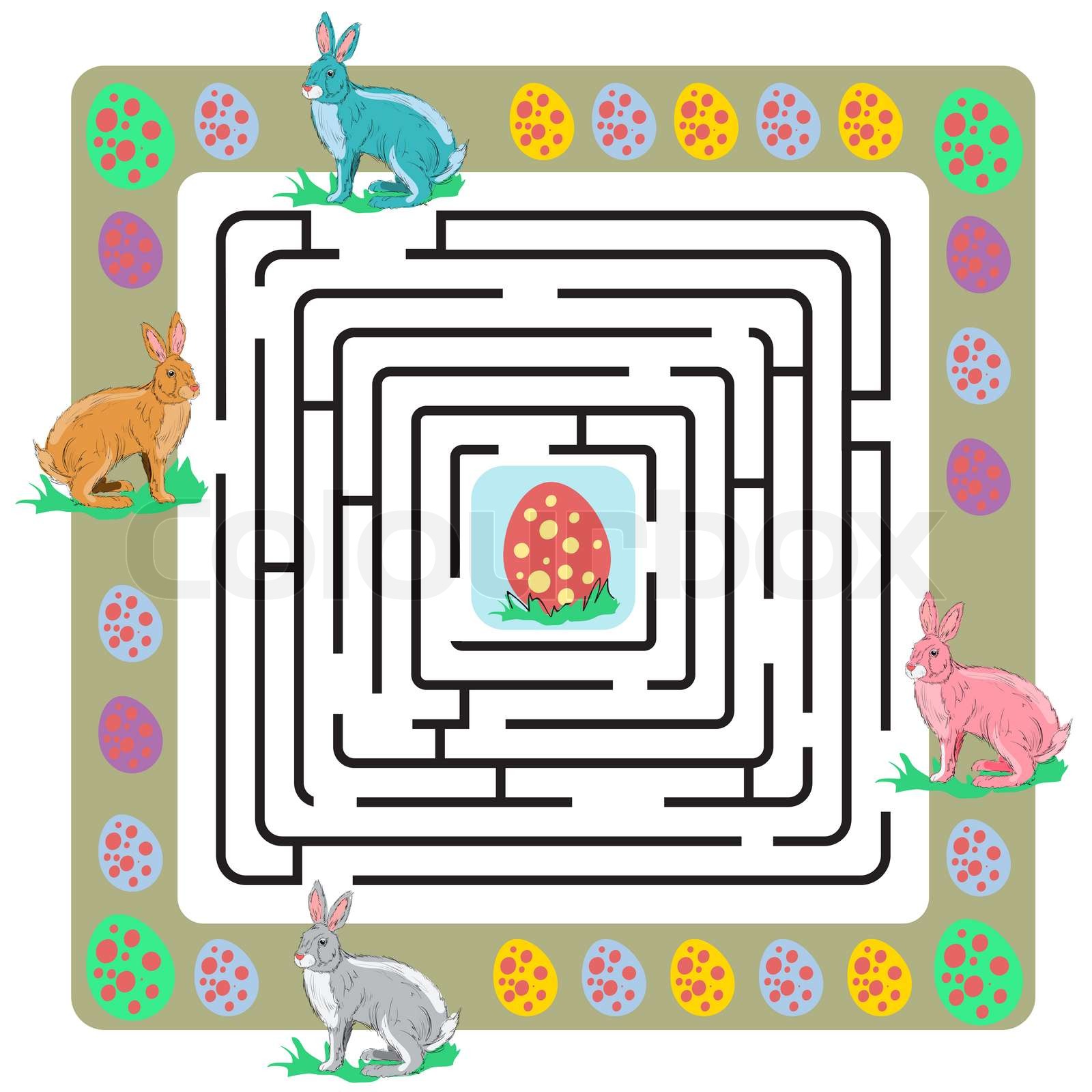 vier in einem Labyrinth mit Tieren | Stock Bild | Colourbox