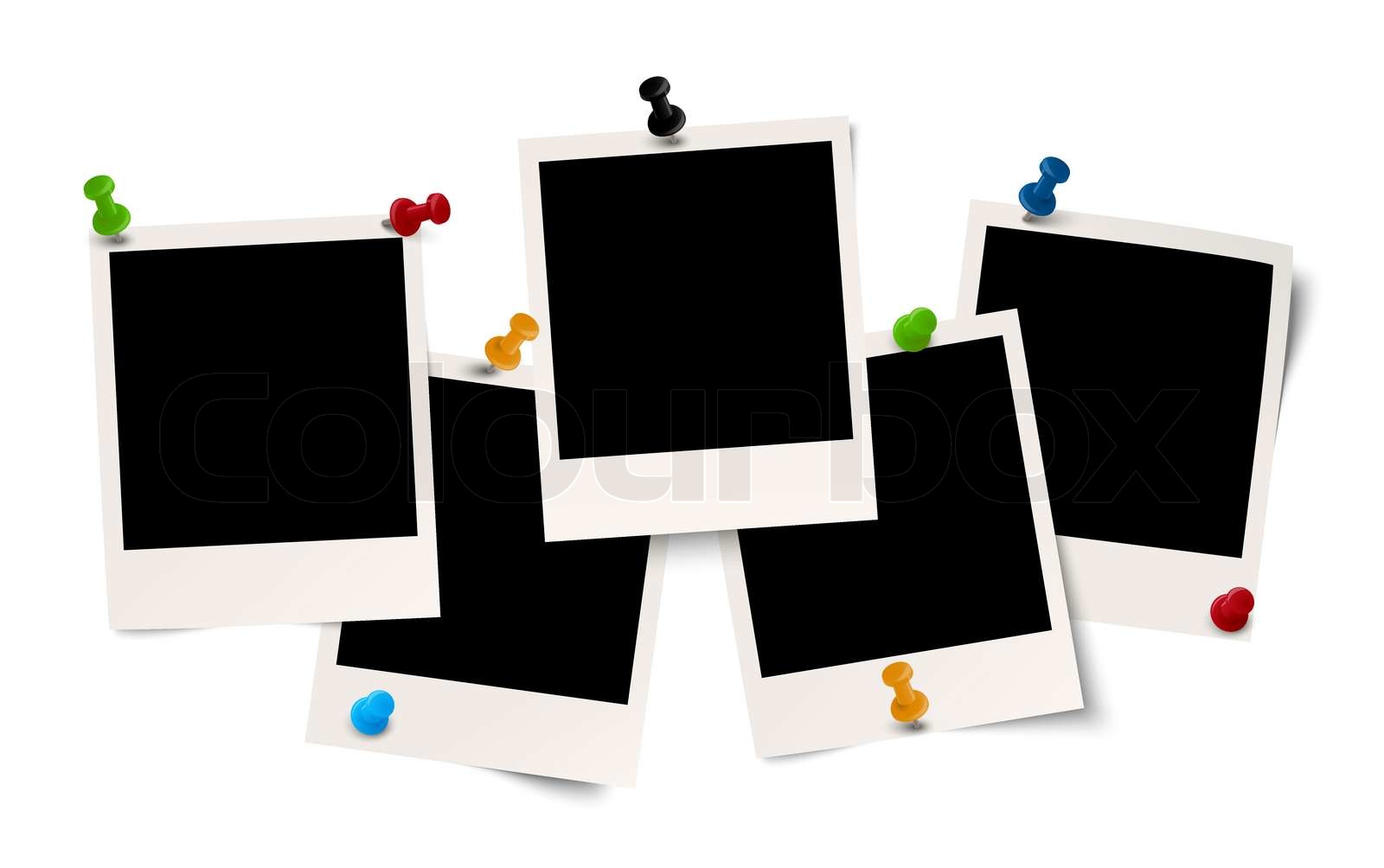 Blank polaroids with pin needle | Stock vector | Colourbox