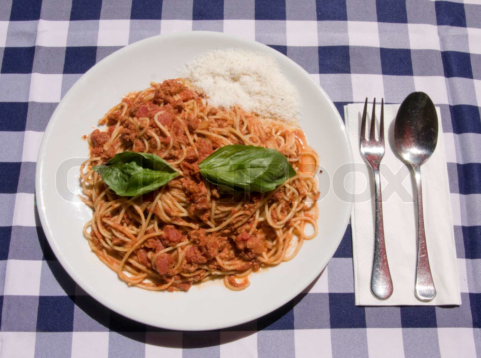 Top view of a plate of spaghetti | Stock image | Colourbox