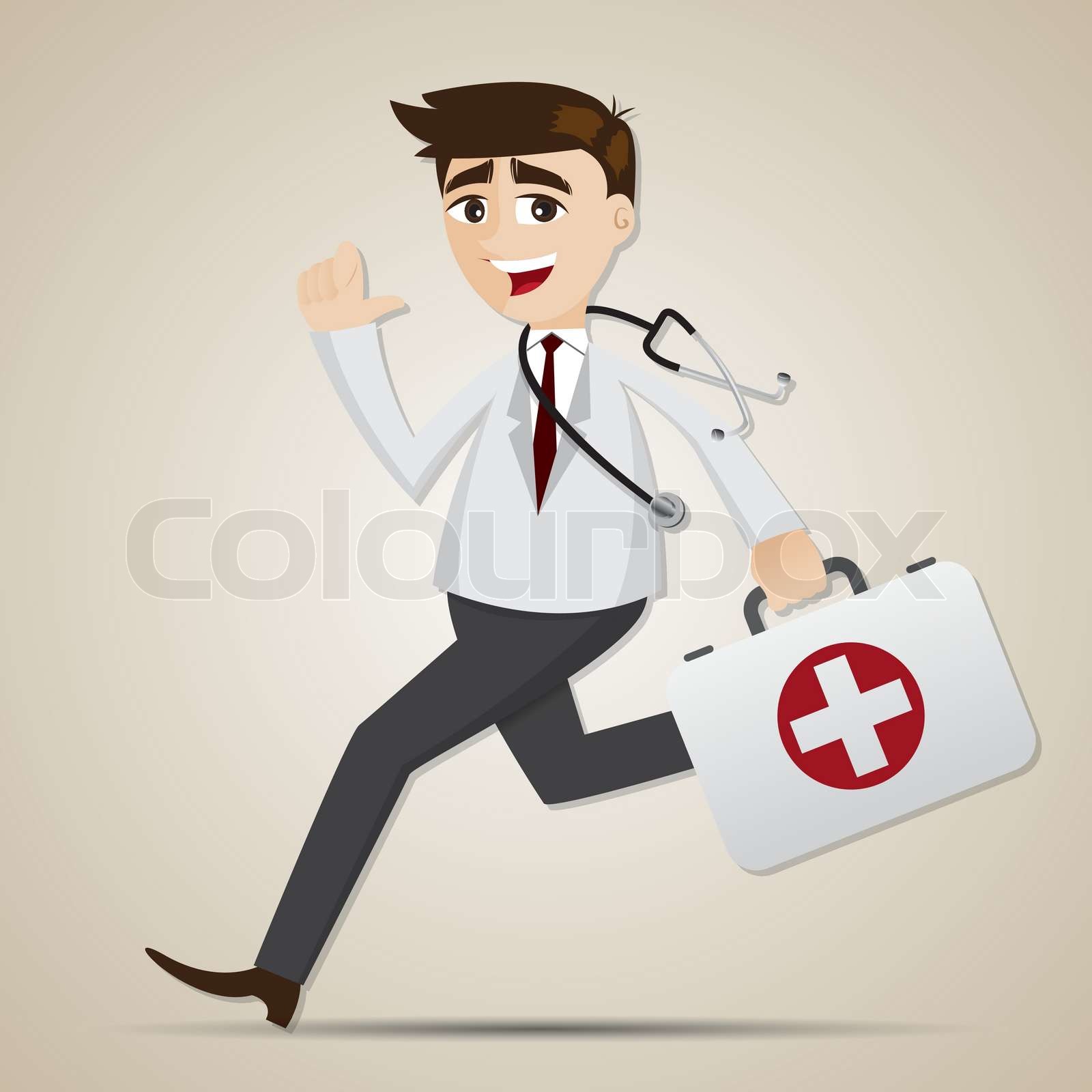 Cartoon Arzt mit erste-Hilfe-Kasten | Stock-Vektor | Colourbox