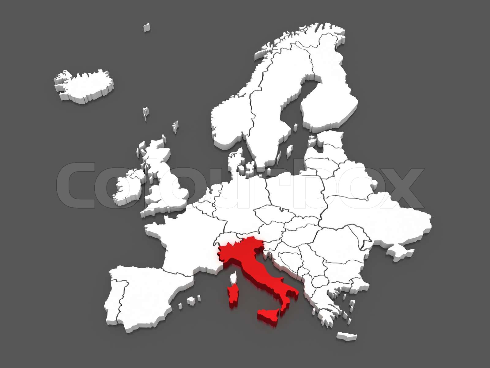 Map of Europe and Italy. | Stock image | Colourbox