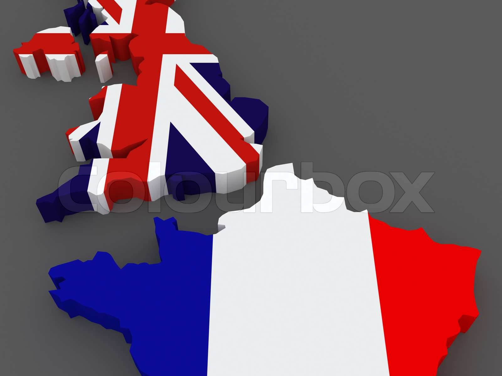Great Britain and France. map. | Stock image | Colourbox
