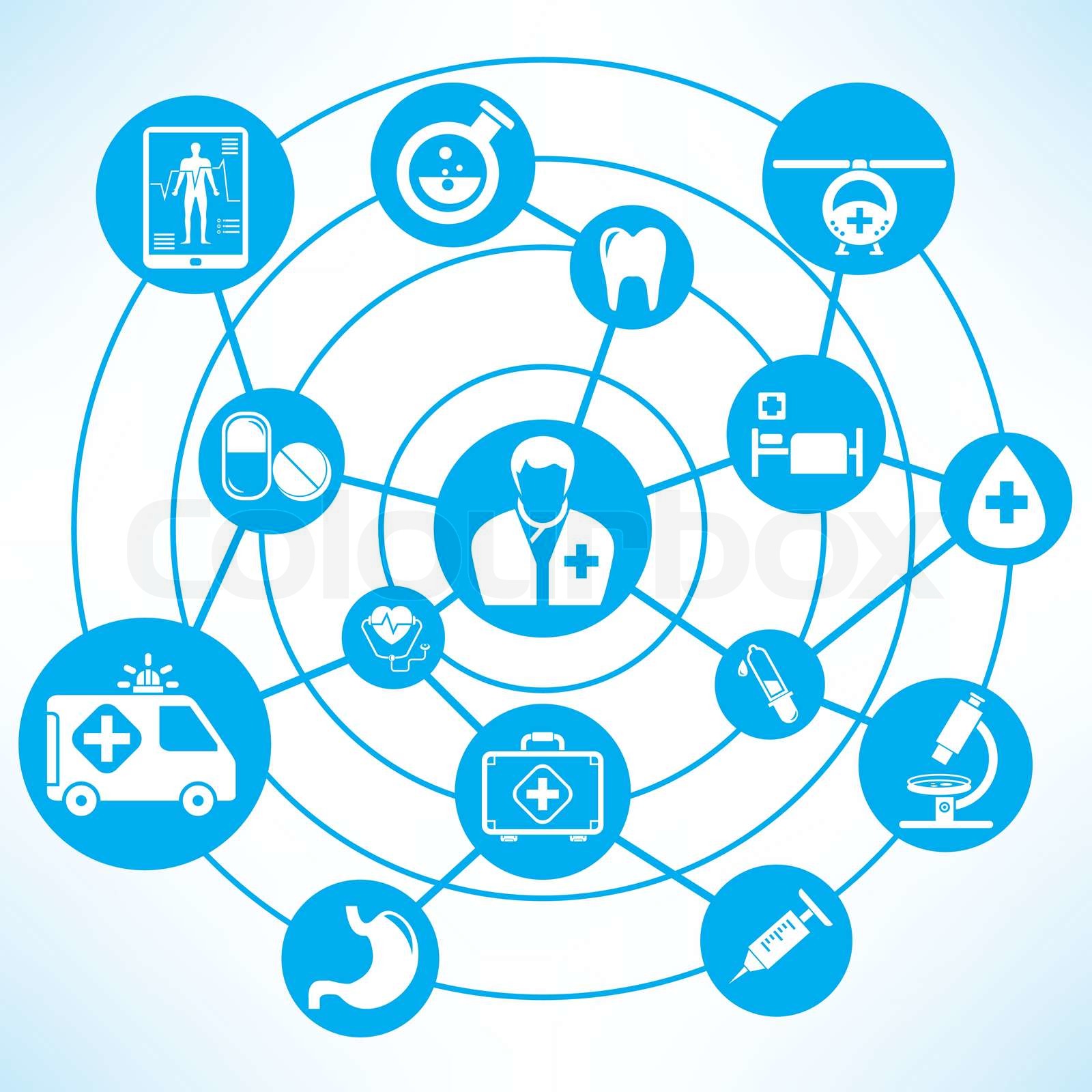 medical network, blue connecting diagram | Stock vector | Colourbox