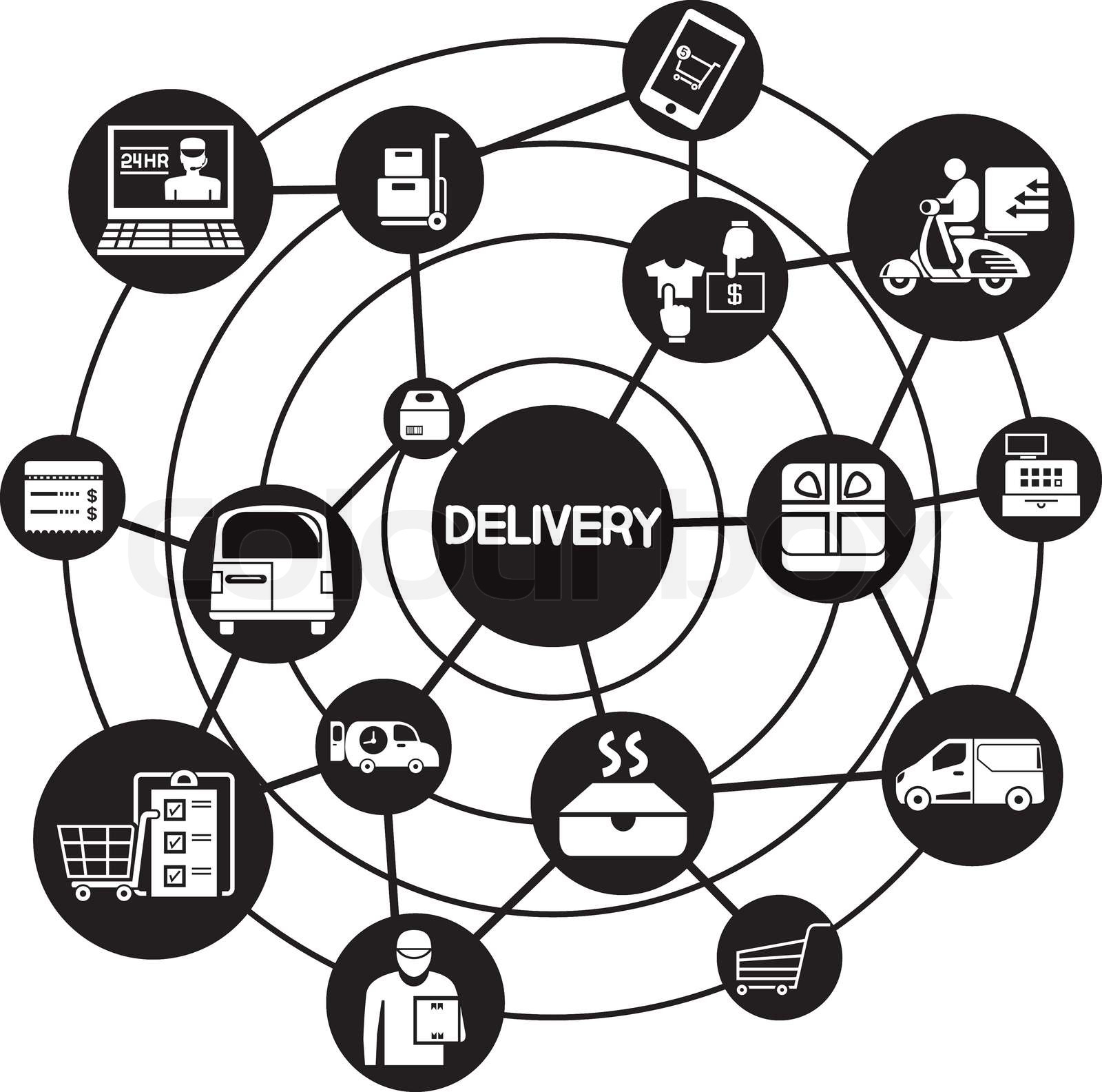 delivery and shipping service, connecting network diagram | Stock ...
