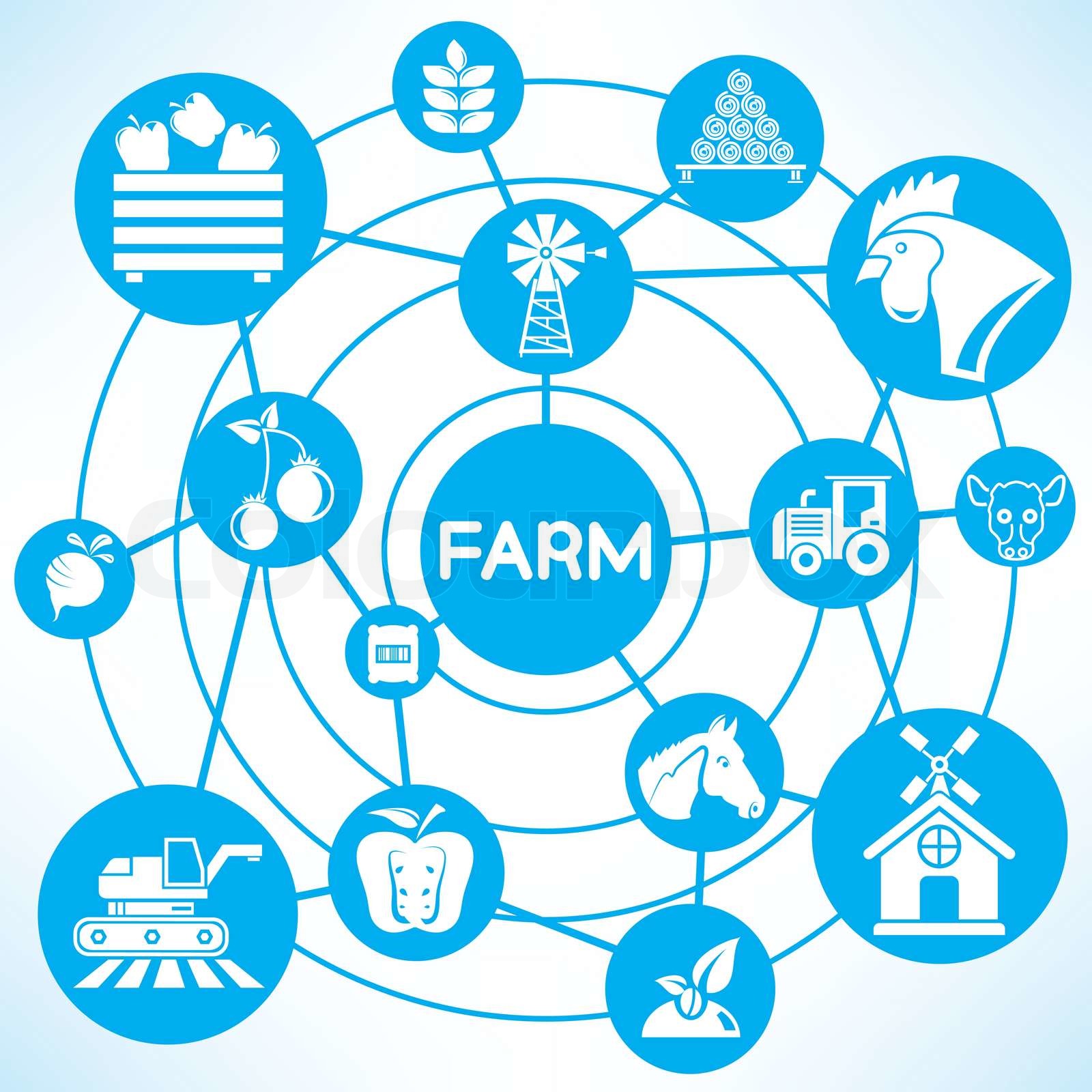 farm and agriculture, blue connecting network diagram | Stock vector ...