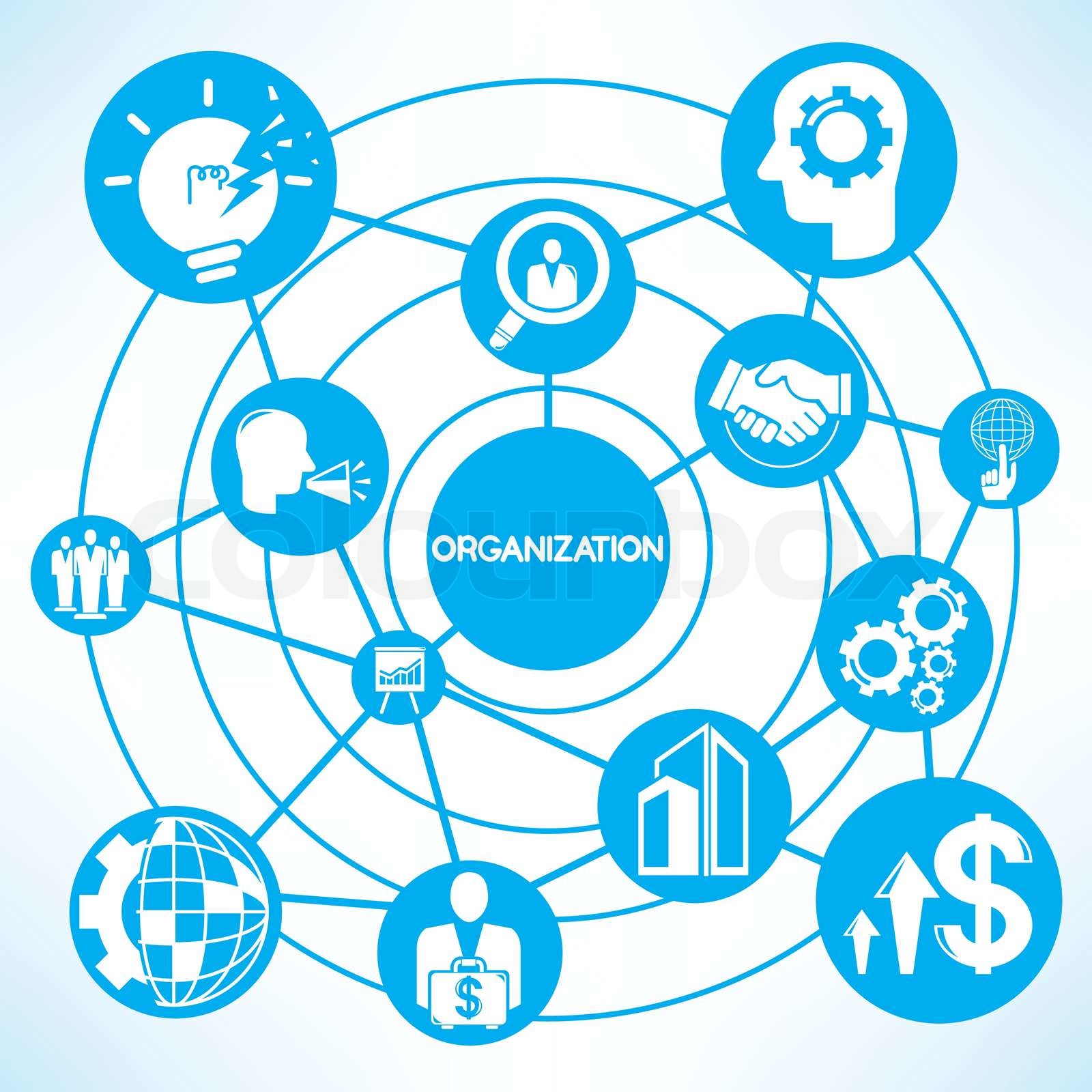 organization management, blue connecting network diagram | Stock vector ...