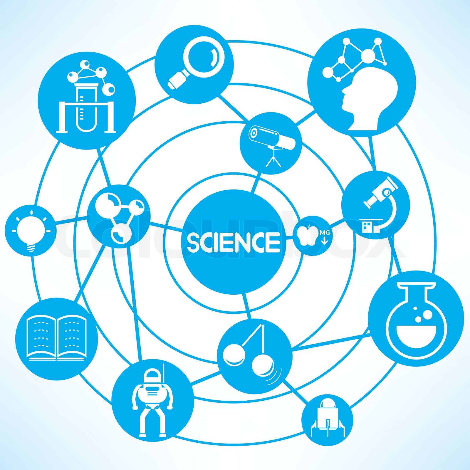science and knowledge, blue connecting network diagram | Stock vector ...