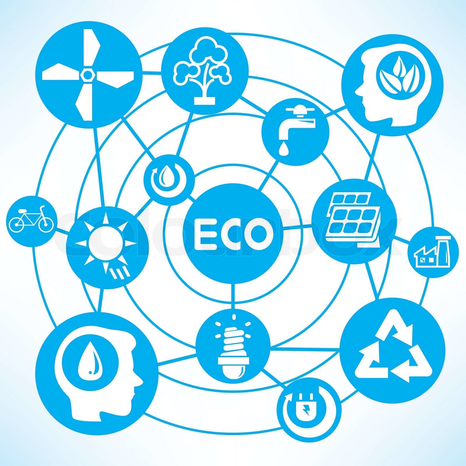 eco system, blue connecting network diagram | Stock vector | Colourbox