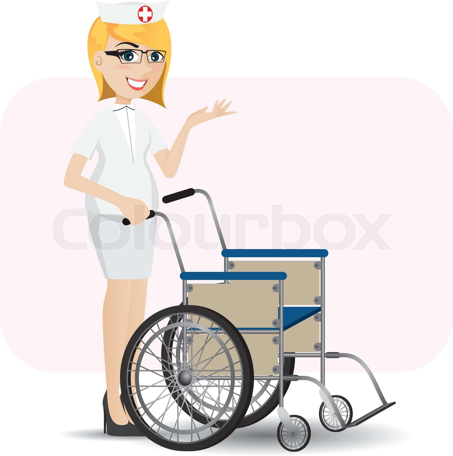 cartoon nurse with wheelchair | Stock vector | Colourbox