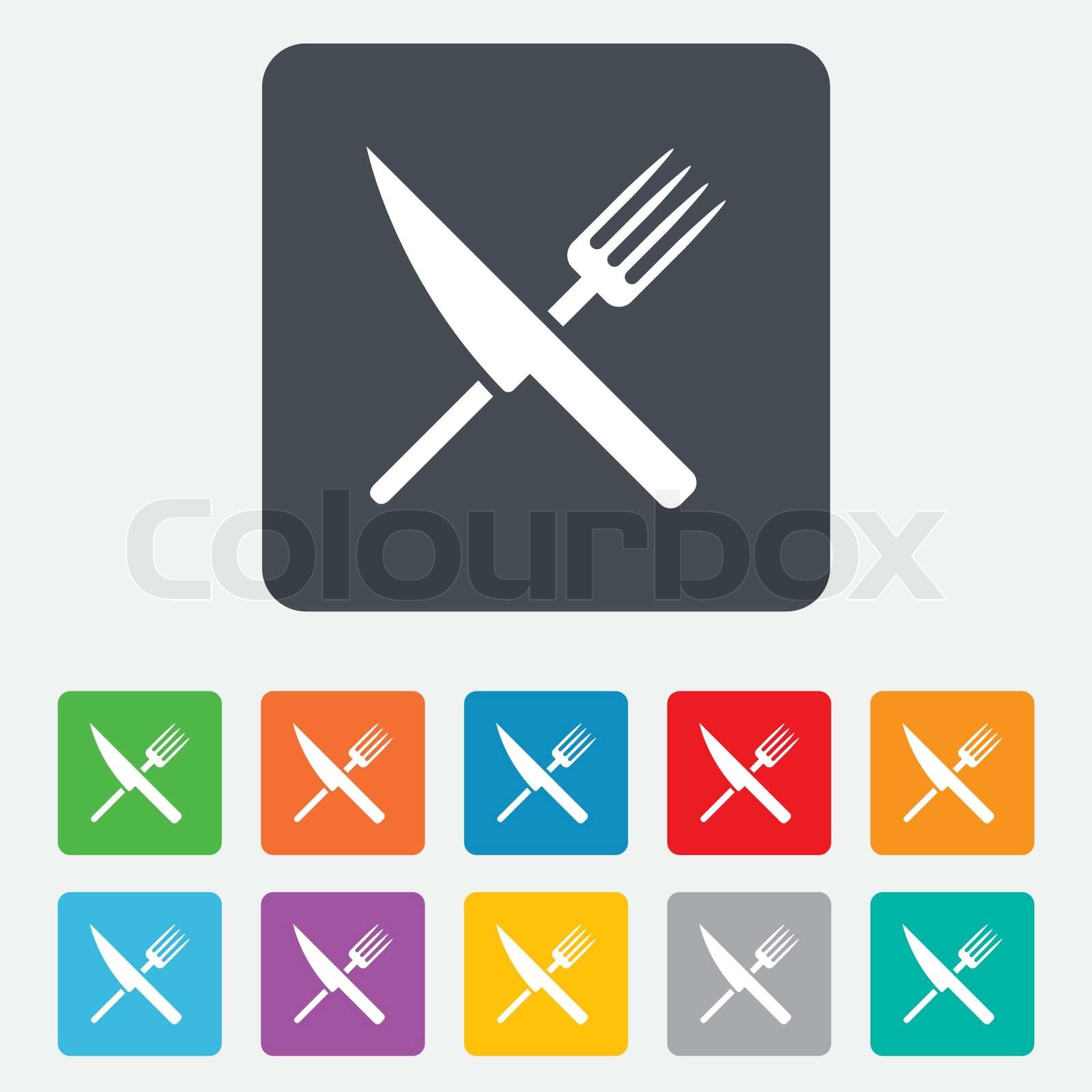 Essen-Schild-Symbol. Besteck-Symbol. Messer und Gabel. | Stock-Vektor | Colourbox
