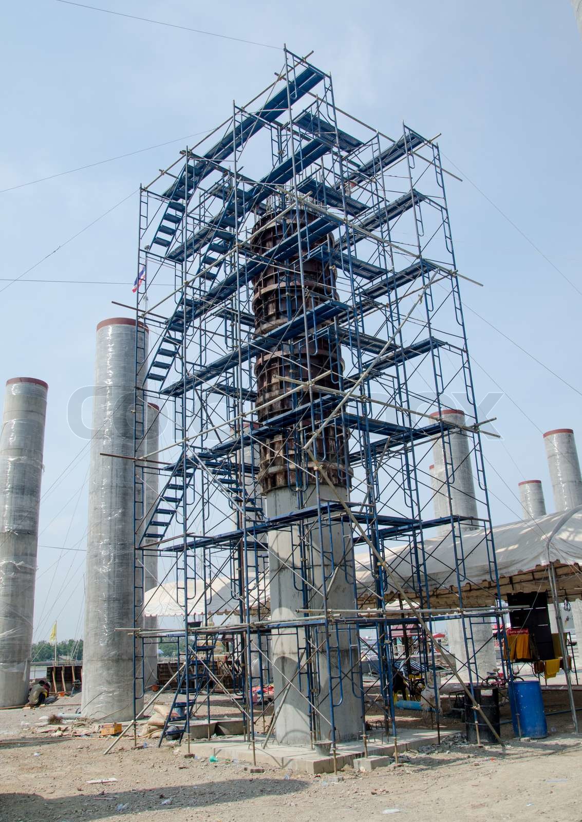 Construction piling engineering at a construction site | Stock image ...