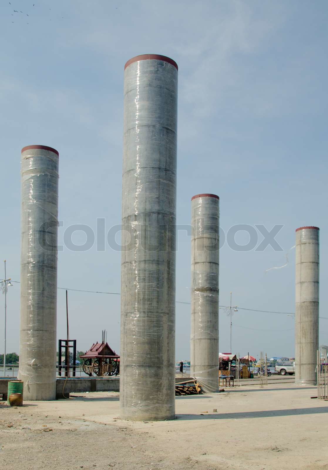 Construction piling engineering at a construction site | Stock image ...