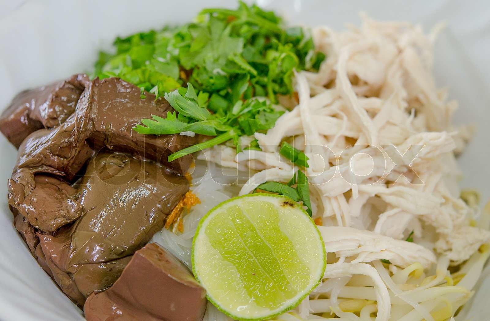 Dried noodle chicken thai style | Stock image | Colourbox