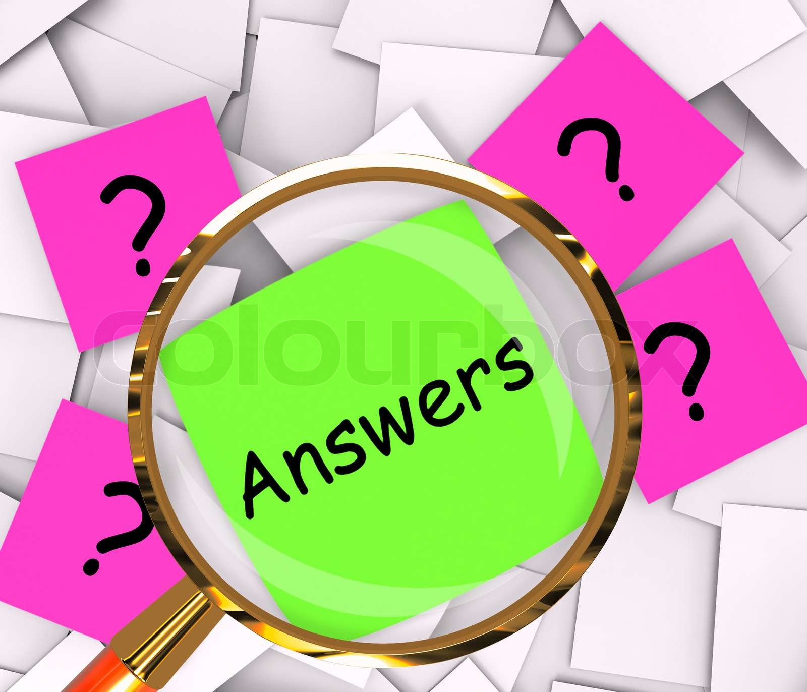 Questions Answers Post-It Papers Show Asking And Finding Out | Stock ...