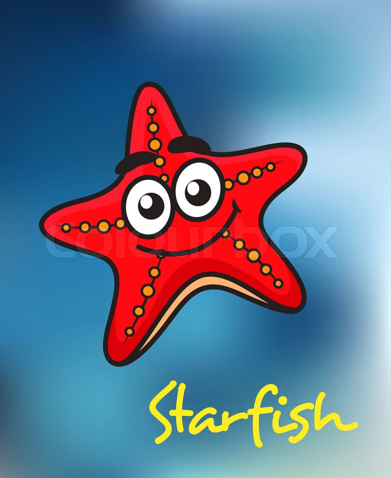Happy little red cartoon starfish | Stock vector | Colourbox
