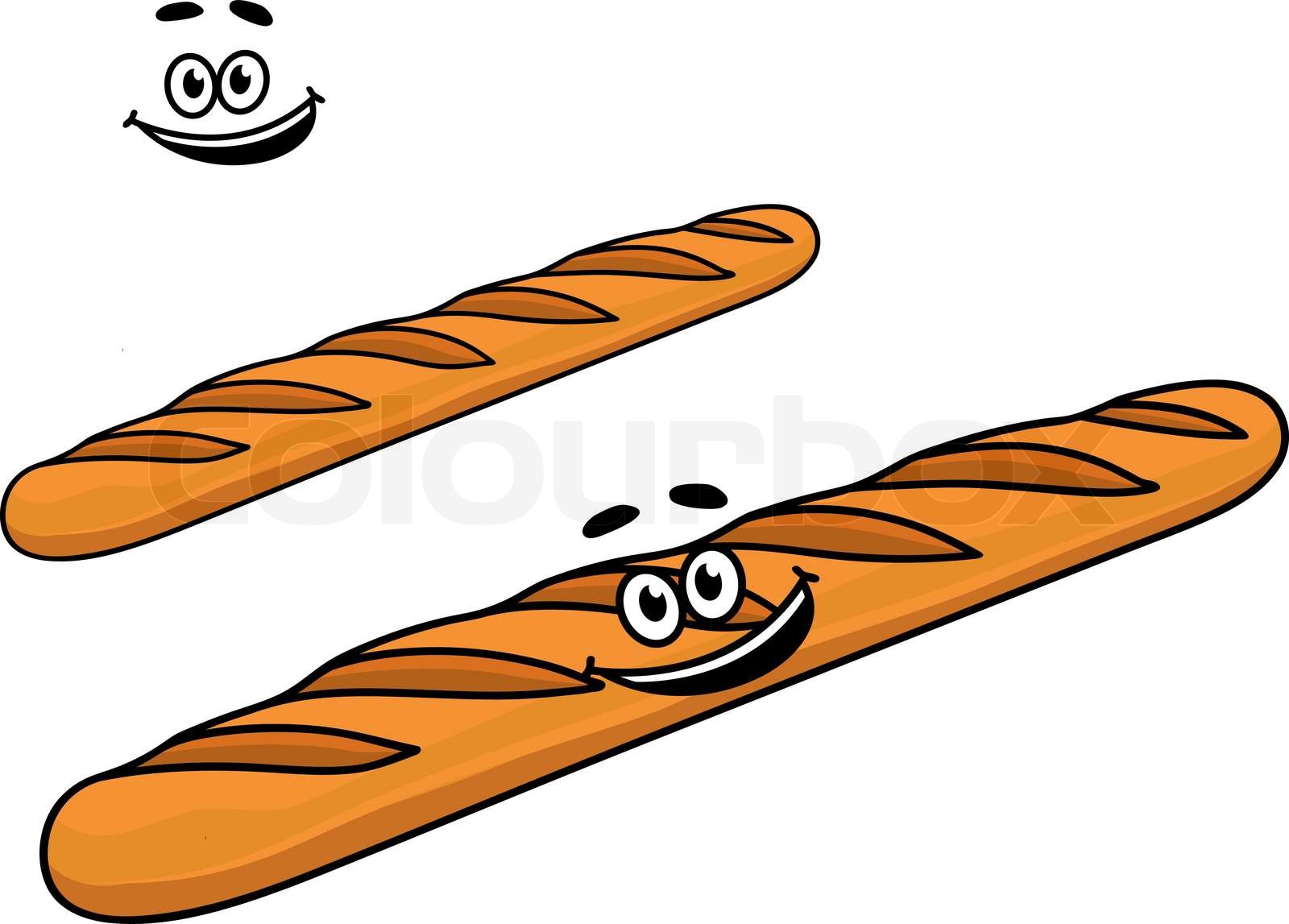 Crusty long cartoon French baguette | Stock vector | Colourbox