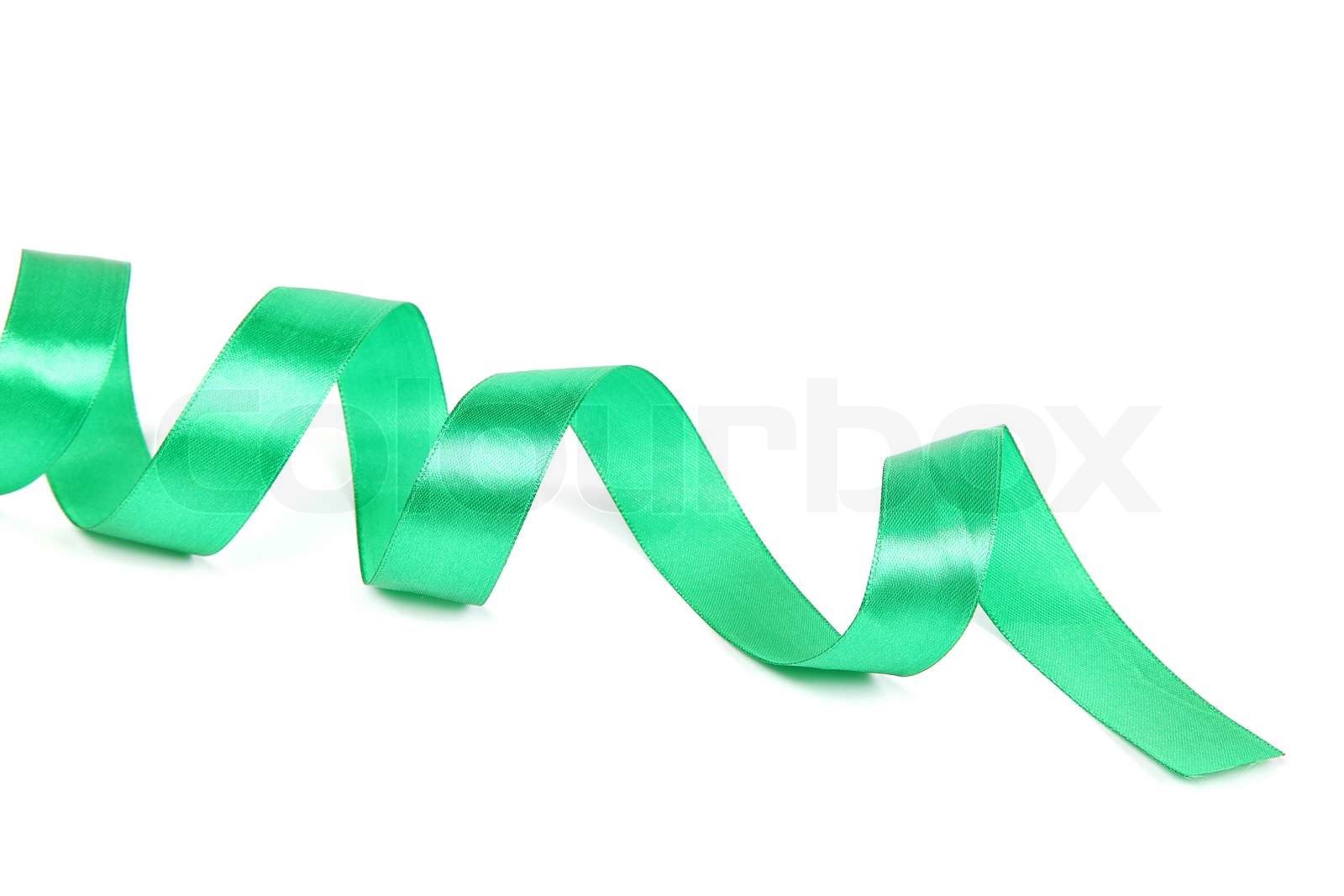 Festive green ribbon curls. | Stock image | Colourbox