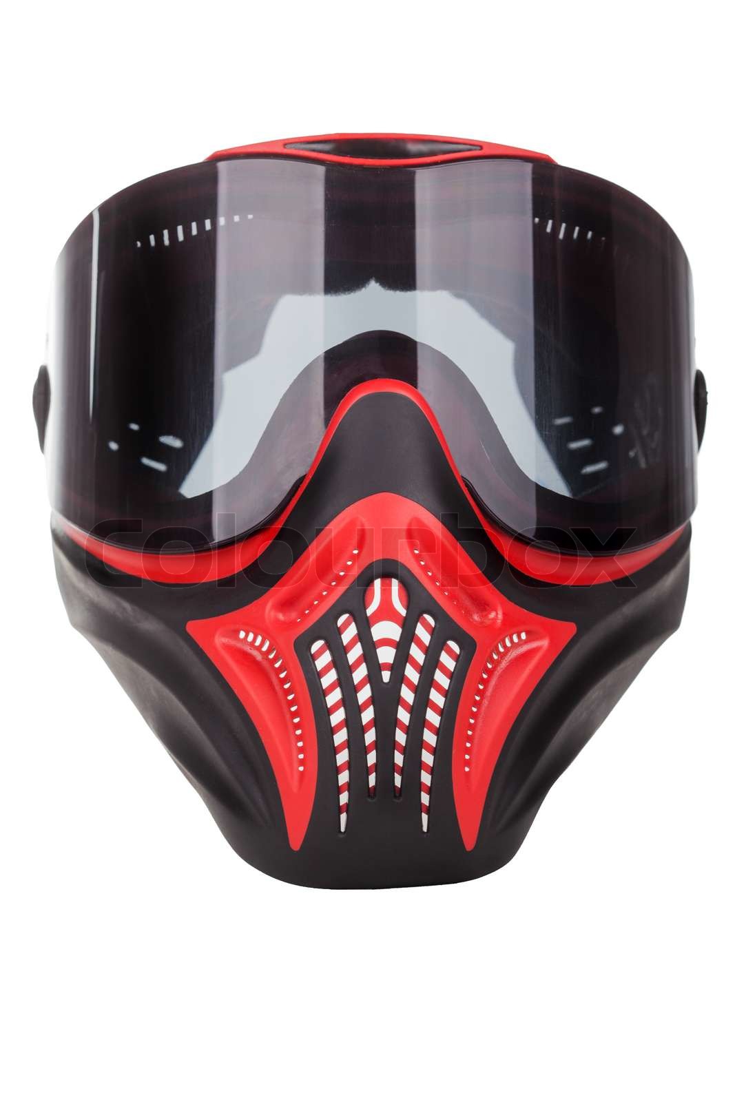 Red and black paintball mask with transparent goggles | Stock image ...